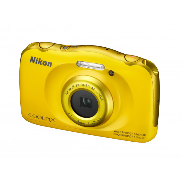 Nikon Coolpix S33 Digitalkamera 13 2 Megapixel 3 fach opt. Zoom 6 9 cm 2 7 Zoll LCD Display USB 2.0 bildstabilisiert gelb Kompaktkameras Digitalkameras